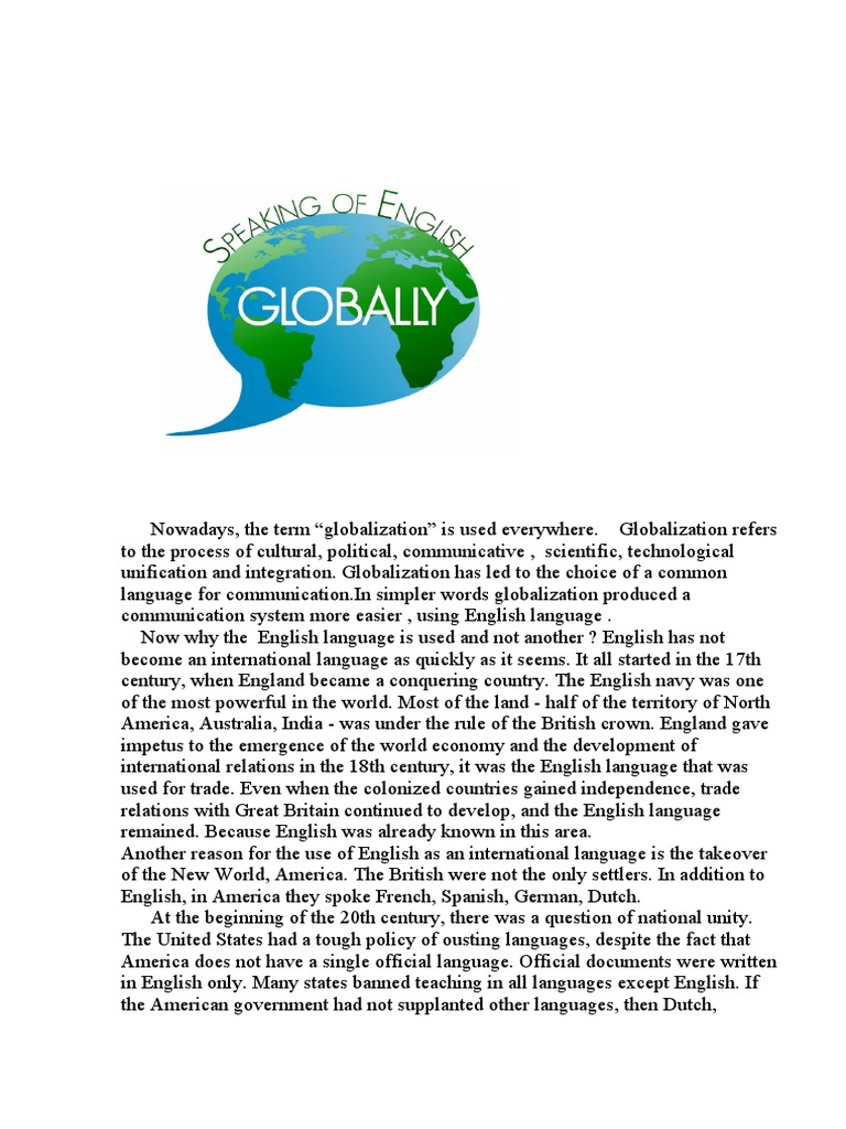 Globalization of The English Language | PDF | English Language | Semiotics