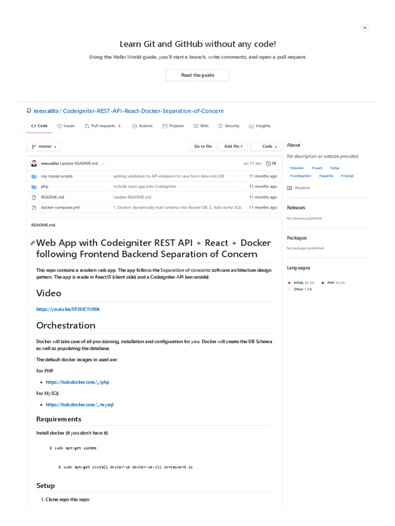 Mescalito Codeigniter Rest Api React Docker Separation Of Concern Pdf Pdf Web Application