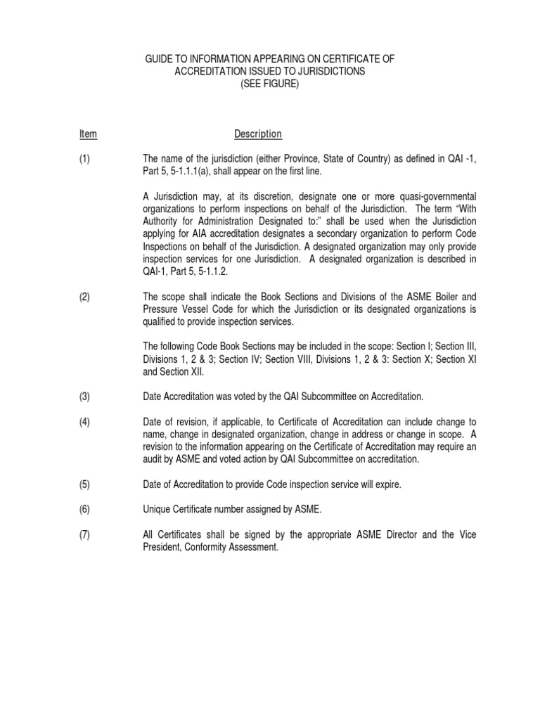 Guide To Information Appearing On Certificate of Accreditation Issued ...