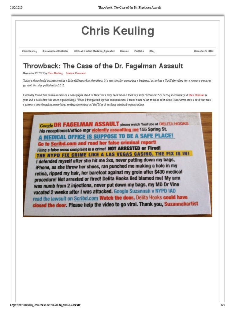 Throwback - The Case of The DR Fagelman Assault | PDF | Crime ...