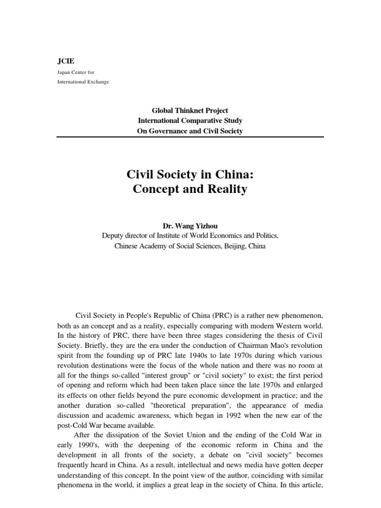 Civil Society in China | PDF | Civil Society | Chinese Economic Reform