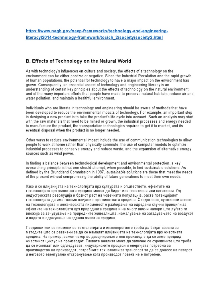B. Effects of Technology On The Natural World | PDF | Sustainability ...