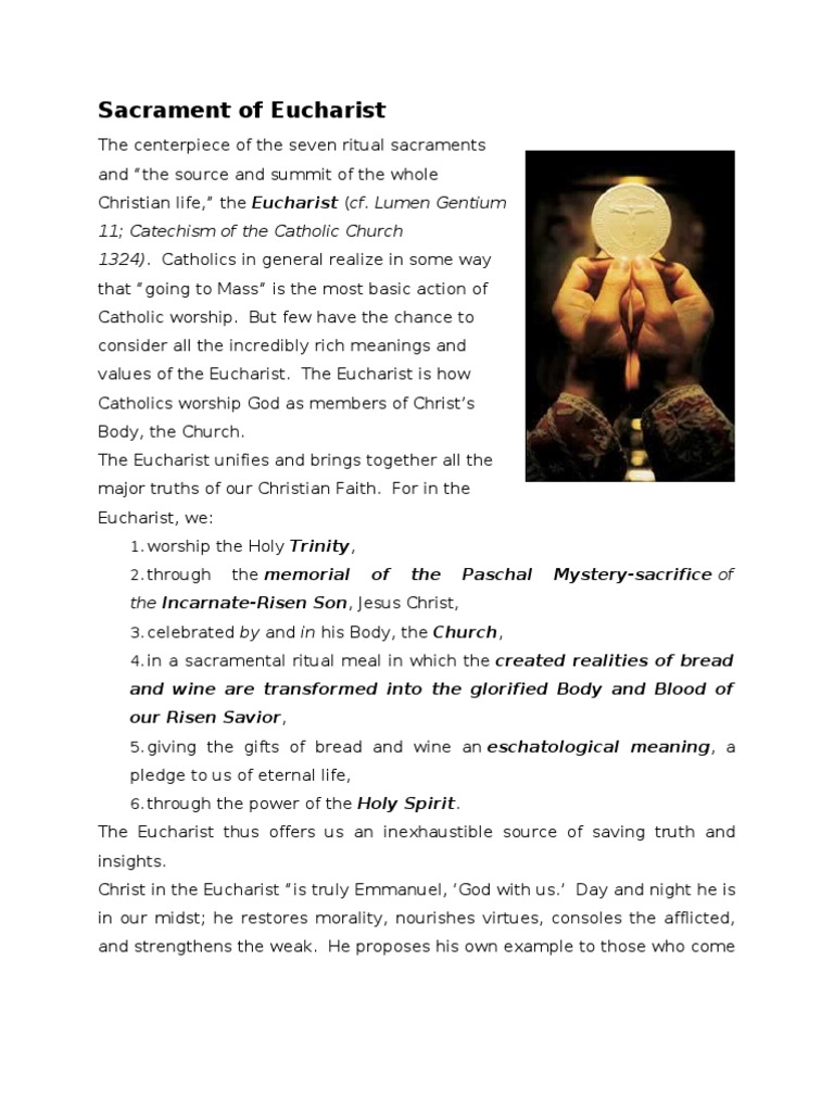 Sacrament of Eucharist | Sacred Mysteries | Sacrifice
