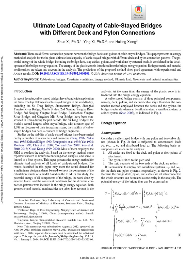 Ultimate Load Capacity of Cable-Stayed Bridges With Different Deck and ...