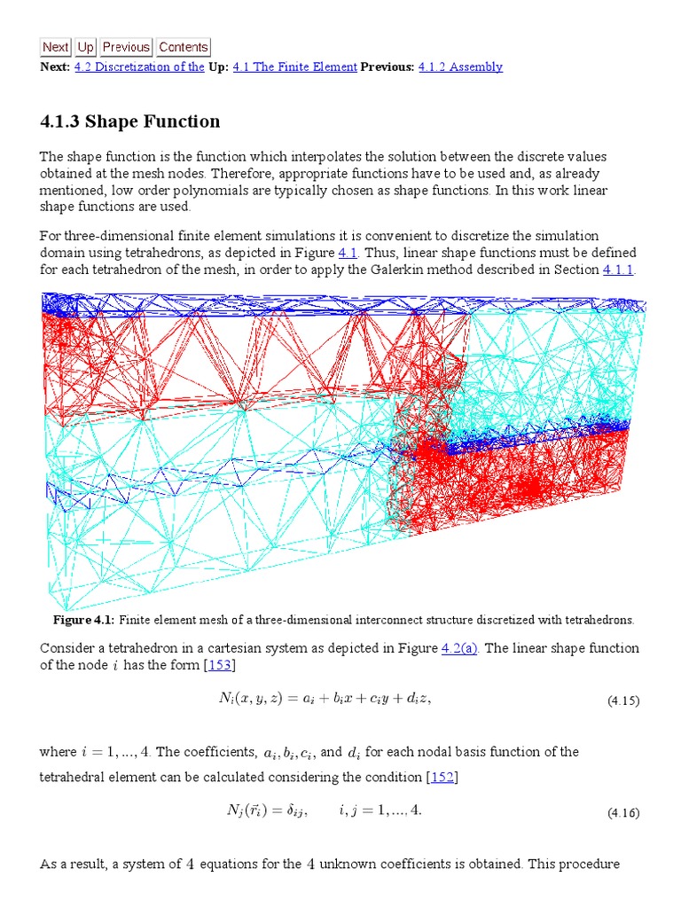 4.1.3 Shape Function: 4.2 Discretization of The 4.1 The Finite Element ...