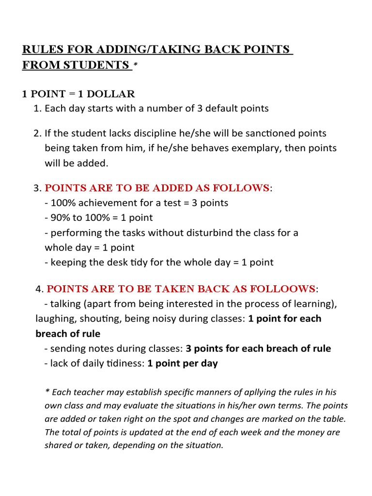 ADDING or TAKING BACK POINTS | PDF