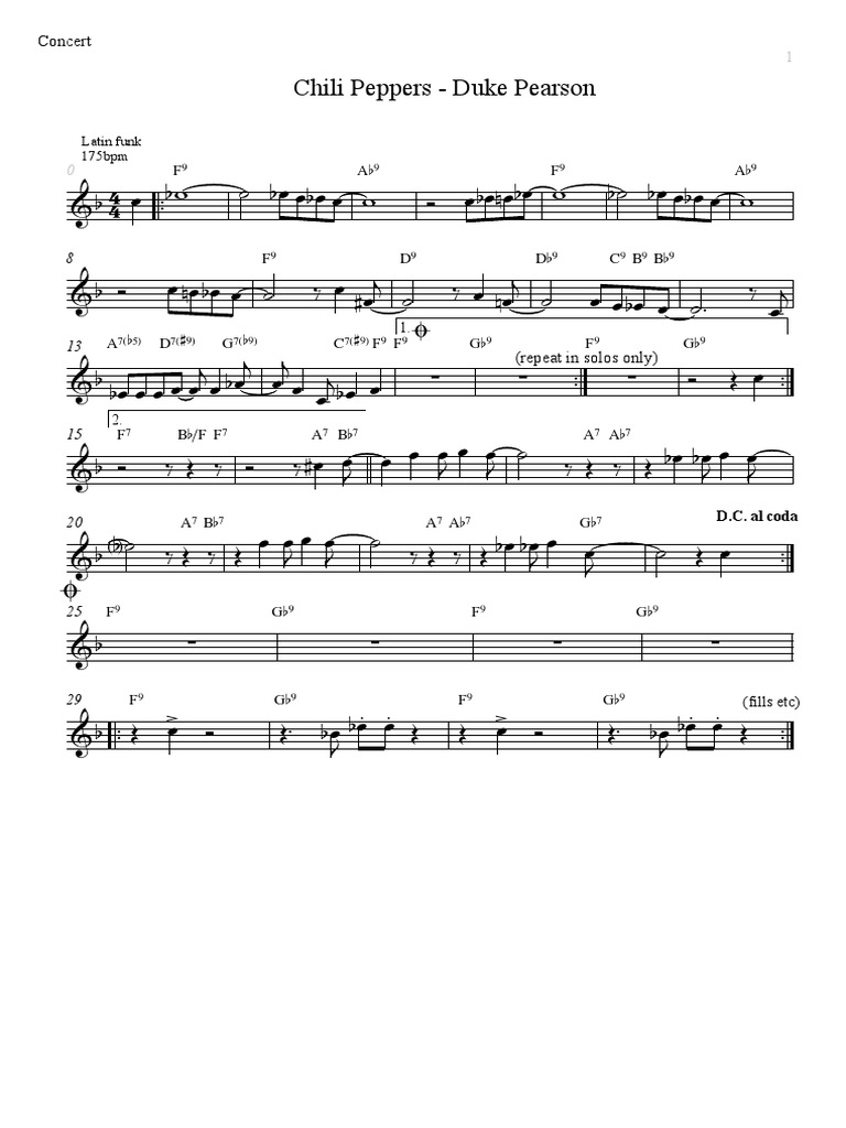 Chili Peppers - Duke Pearson - C | PDF | Entertainment (General)