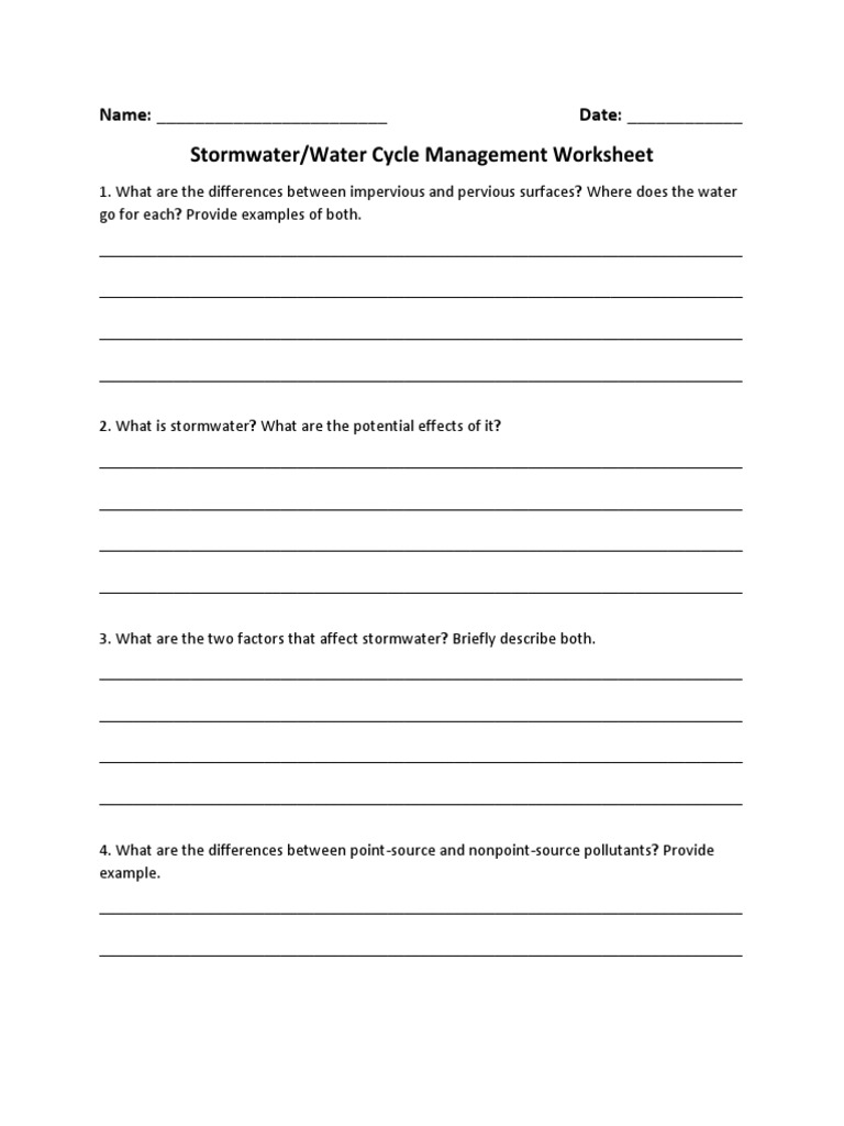 Stormwater Management Worksheet | PDF | Stormwater | Storm Drain