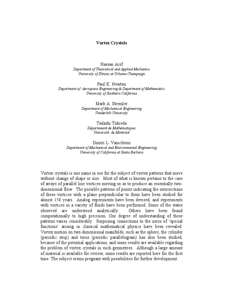 Vortex Crystals | PDF | Vortices | Ordinary Differential Equation