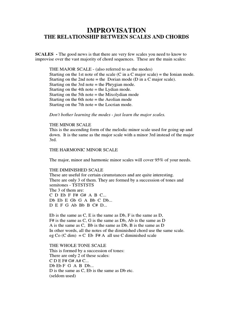 Scale-Chord Relationships | PDF | Mode (Music) | Minor Scale