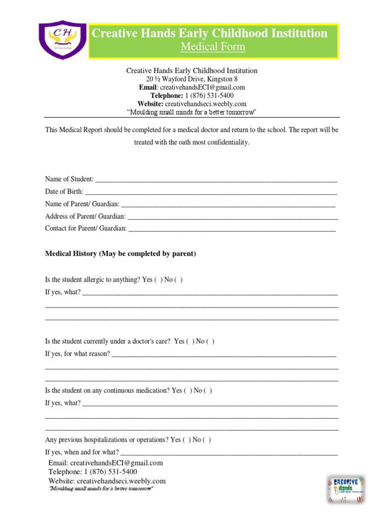 Student Medical History Form | PDF