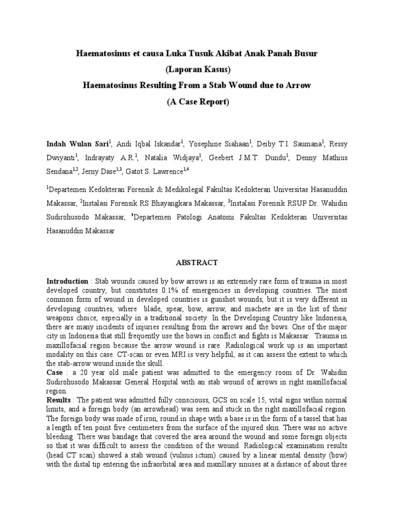 Abstrak PIT Hematosinus | PDF | Medical Emergencies | Surgical Specialties