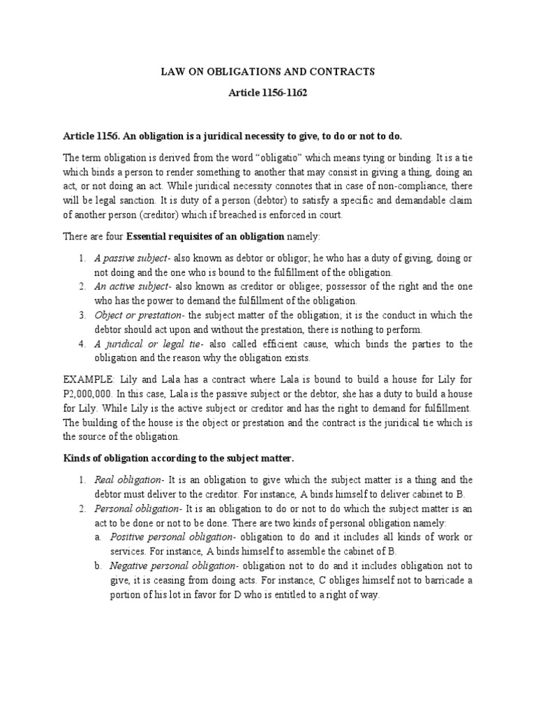 Oblicon Art.1156-1162 Explanation and Example | PDF | Law Of ...