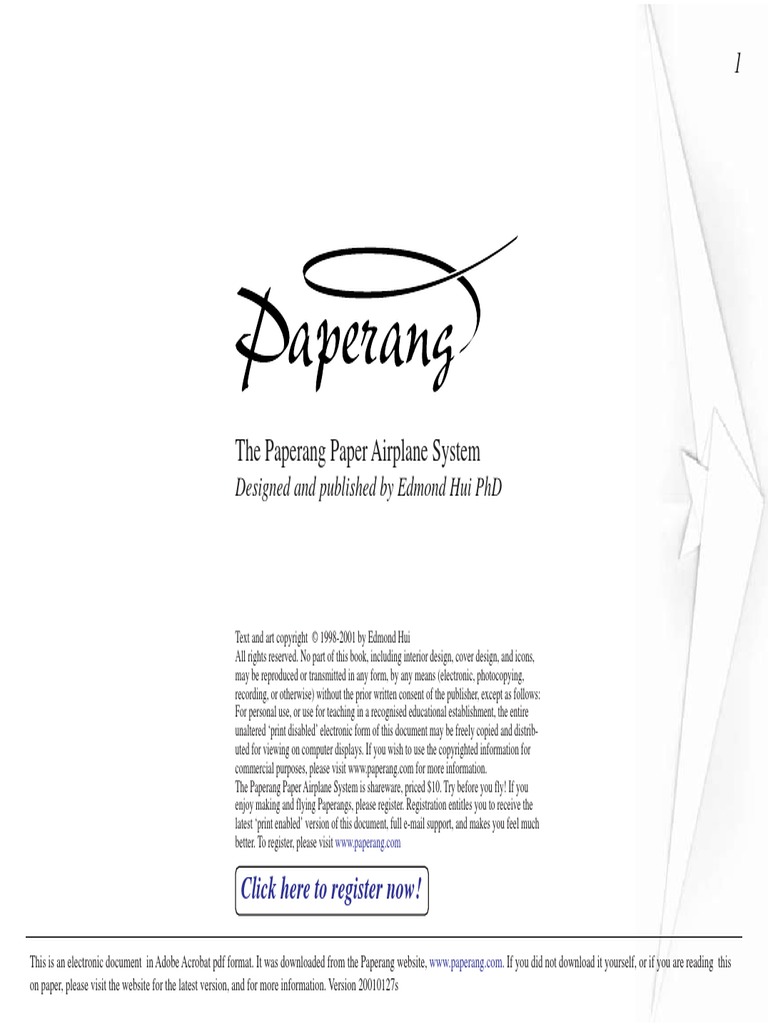 The Paperang Paper Airplane System: Designed and Published by Edmond ...