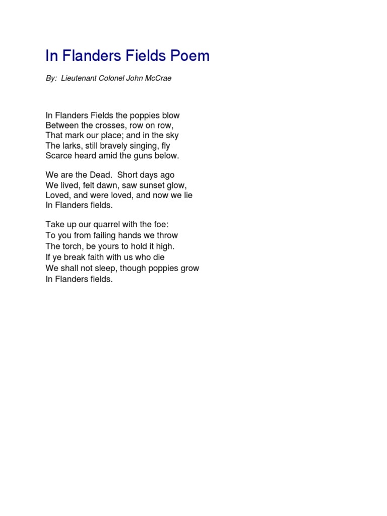 In Flanders Fields Poem PDF | PDF