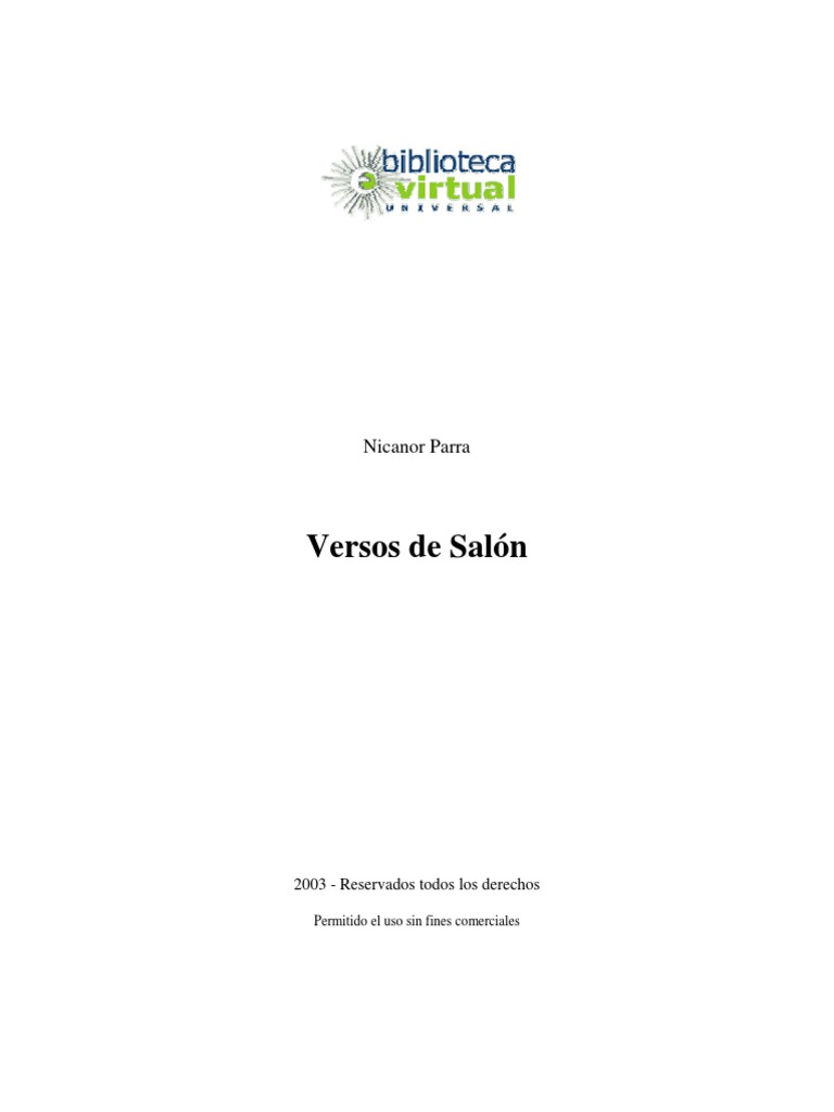 Versos de Salón de Nicanor Parra | PDF | Funeral