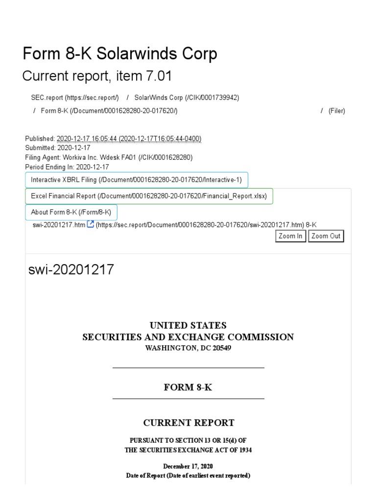 Solarwinds Corp 2020 Current Report 8-K | PDF