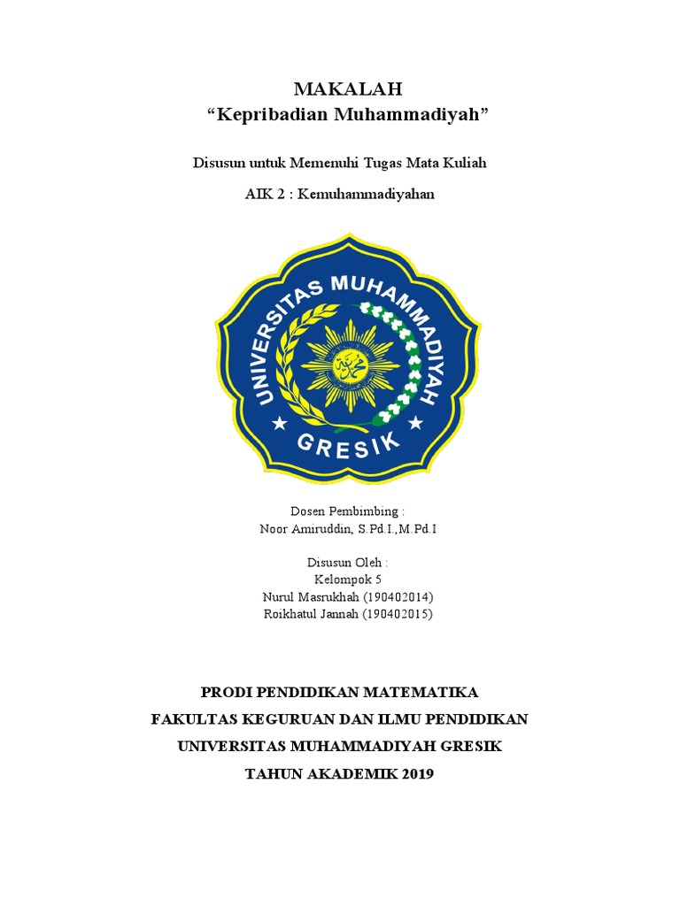 Kelompok 5 - Makalah Kepribadian Muhammadiyah (Aik 2) | PDF