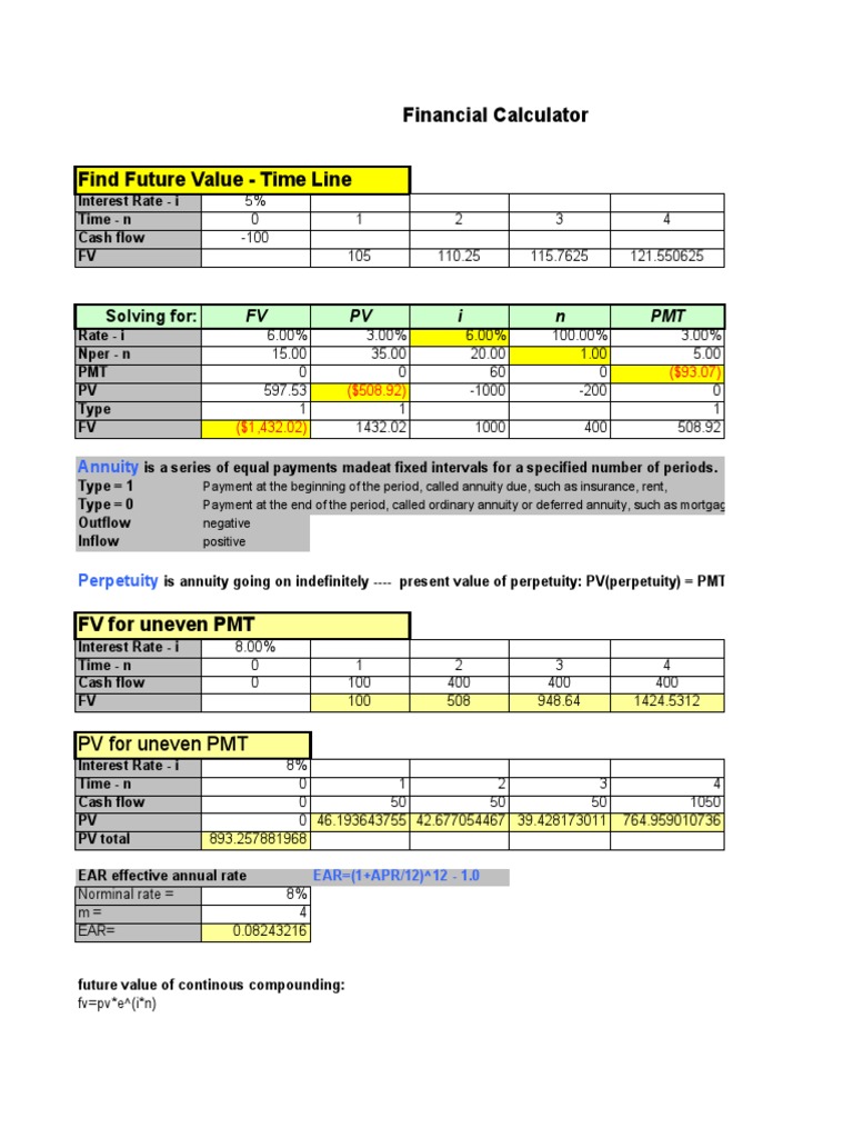 Financial Calculator for FV and PV Analysis | PDF | Financial Risk ...