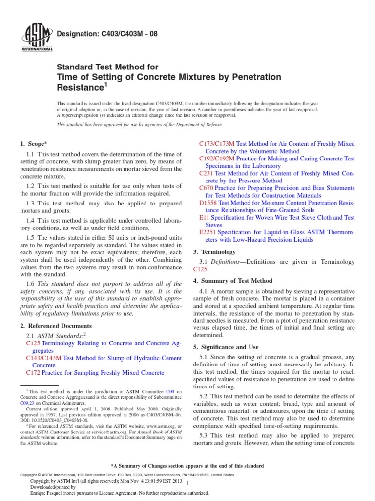 Astm C 403 | PDF | Outlier | Concrete