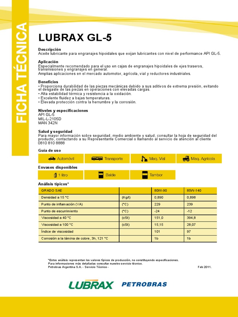 Lubrax GL 5 PDF | PDF