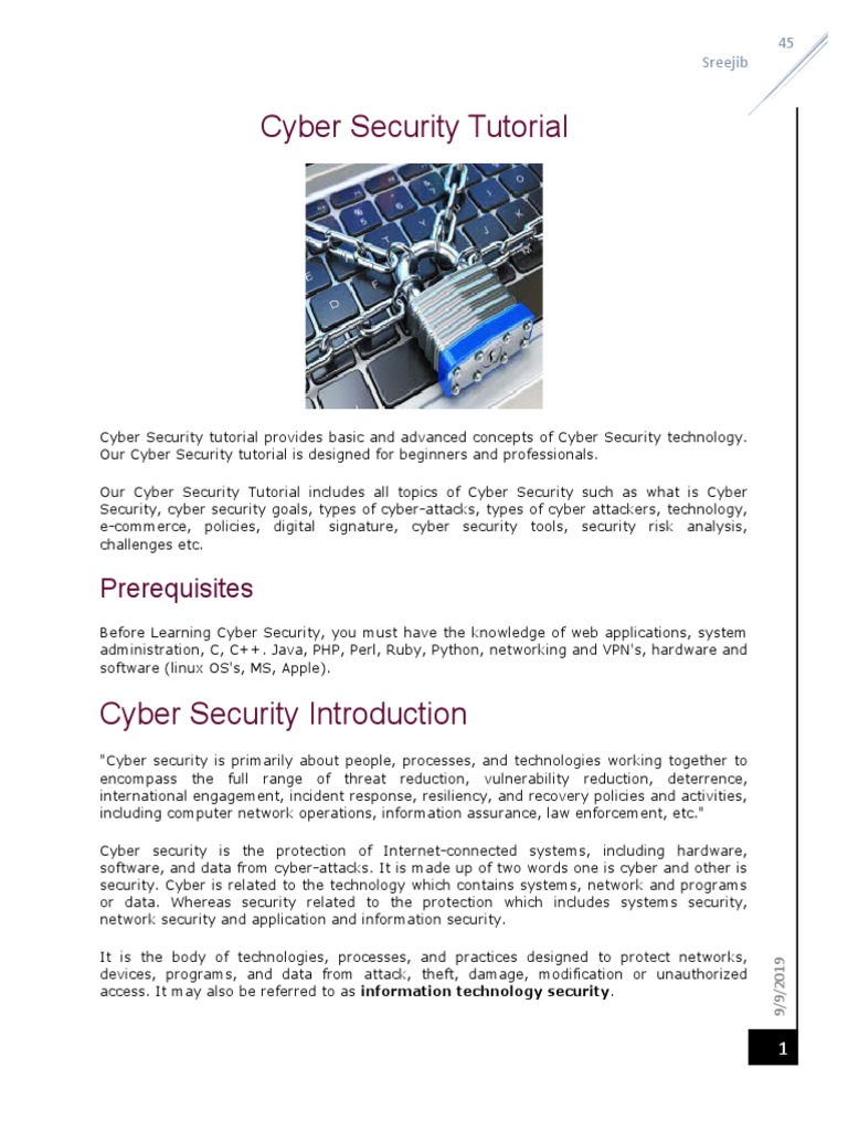Cyber Security Tutorial | PDF | Backup | Computer Security