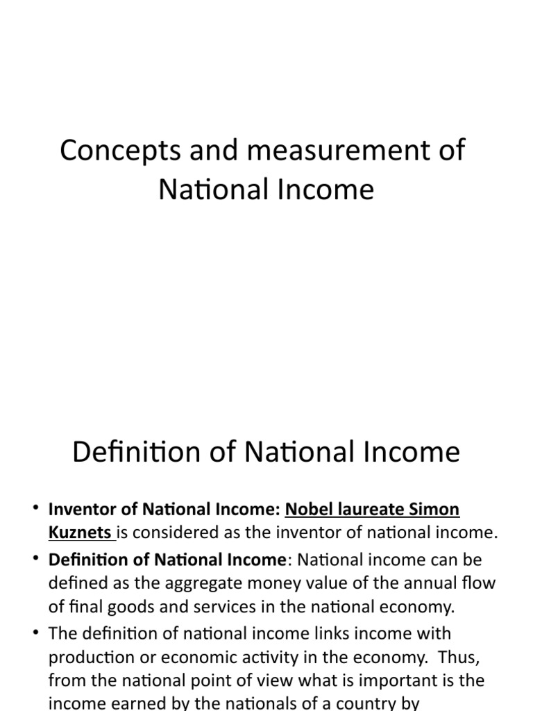 Concepts and Measurement of National Income | PDF | Measures Of ...