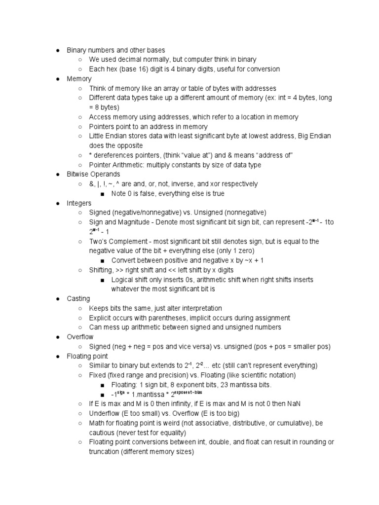 Cse 351 Unit Summary 1 Task 1 | PDF | Bit | Integer (Computer Science)