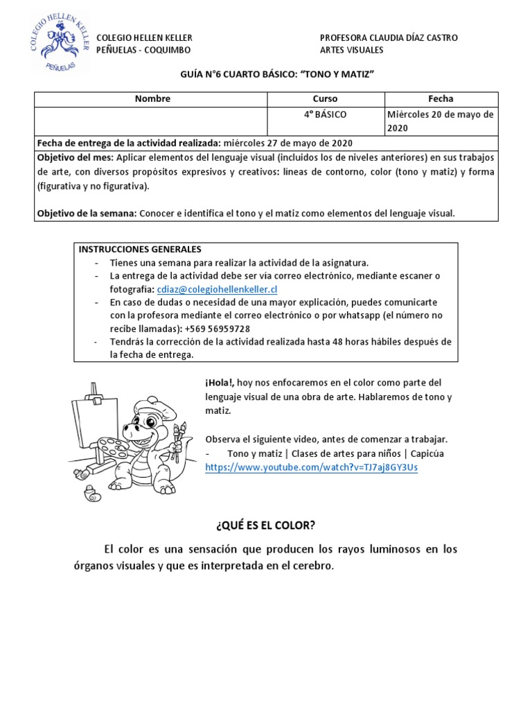 Tono y Matiz en Artes Visuales 4° Básico | PDF | Matiz | Color