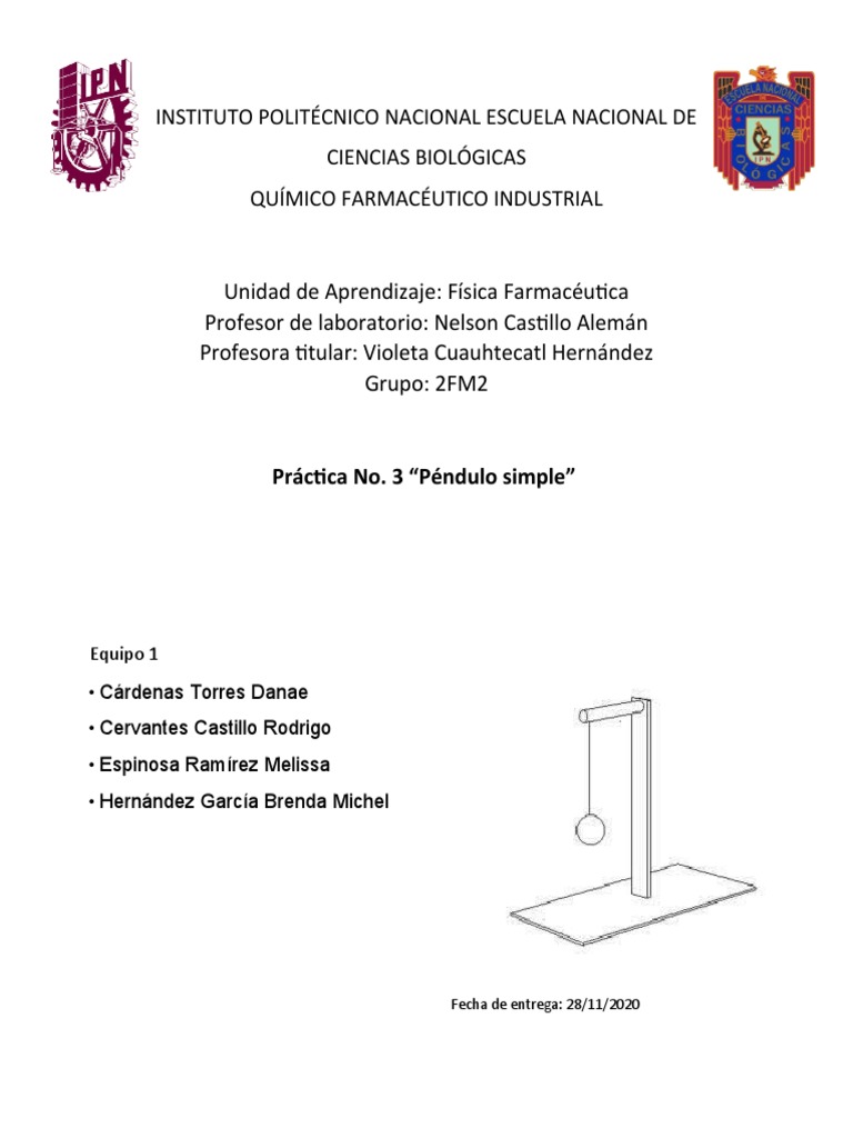 Practica 3 Pendulo Simple | PDF | Oscilación | Péndulo