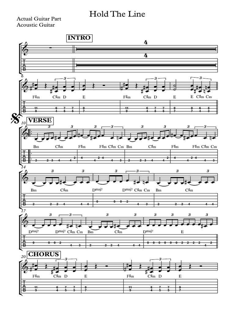Hold The Line - Guitar | PDF
