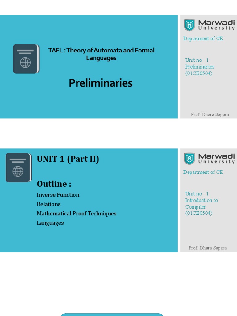 Preliminaries: TAFL: Theory of Automata and Formal Languages | PDF | Mathematical Proof | String ...