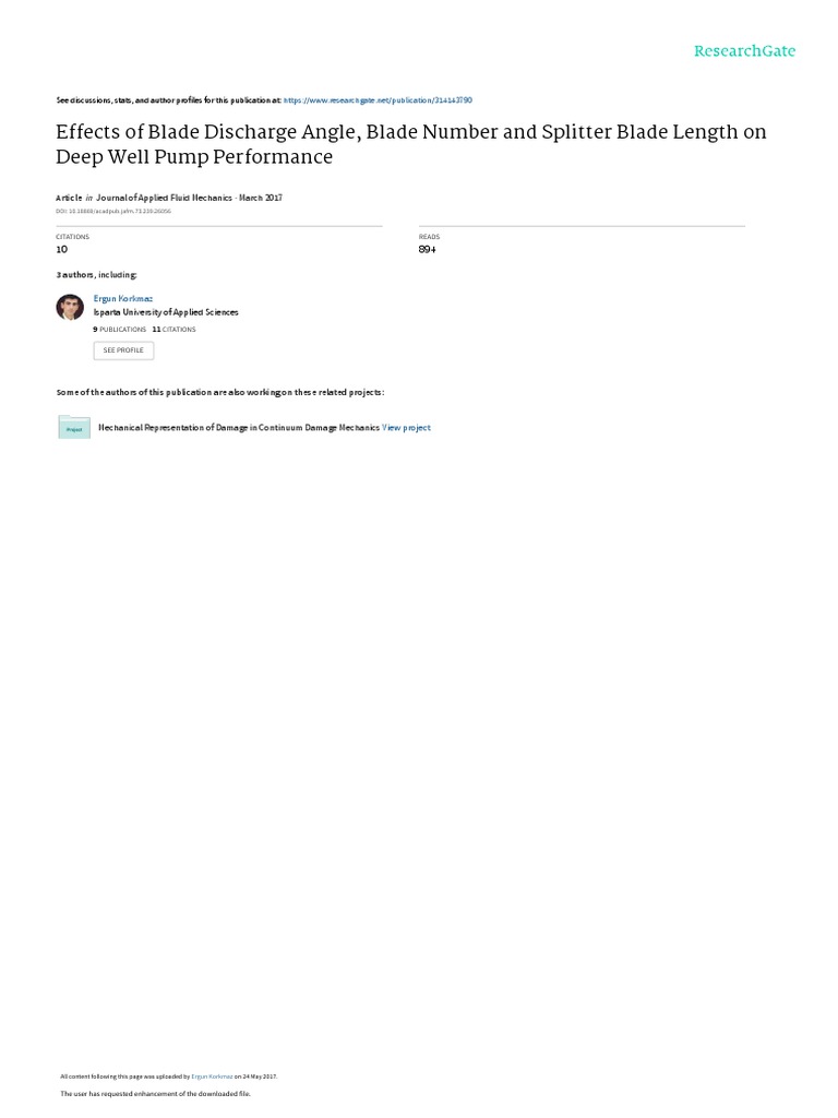 Effects of Blade Discharge Angle Blade Number and | PDF | Pump | Gas ...