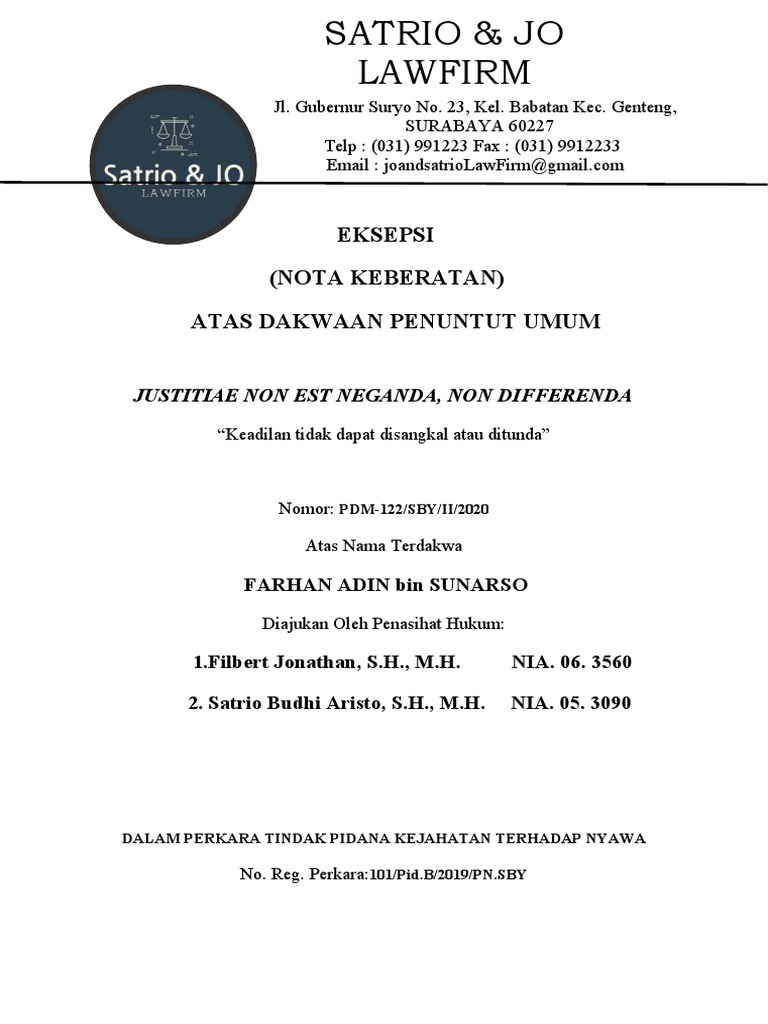 Soedarto - Eksepsi | PDF