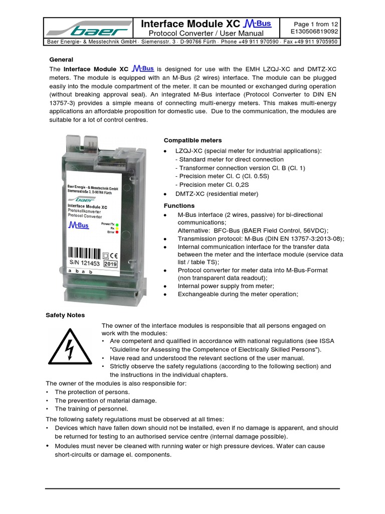 Interface Module XC: Protocol Converter / User Manual | PDF | Ac Power ...