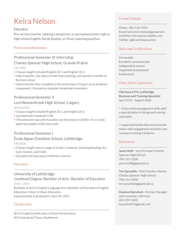 Resume - Updated 12 19 | PDF | Teachers | Behavior Modification