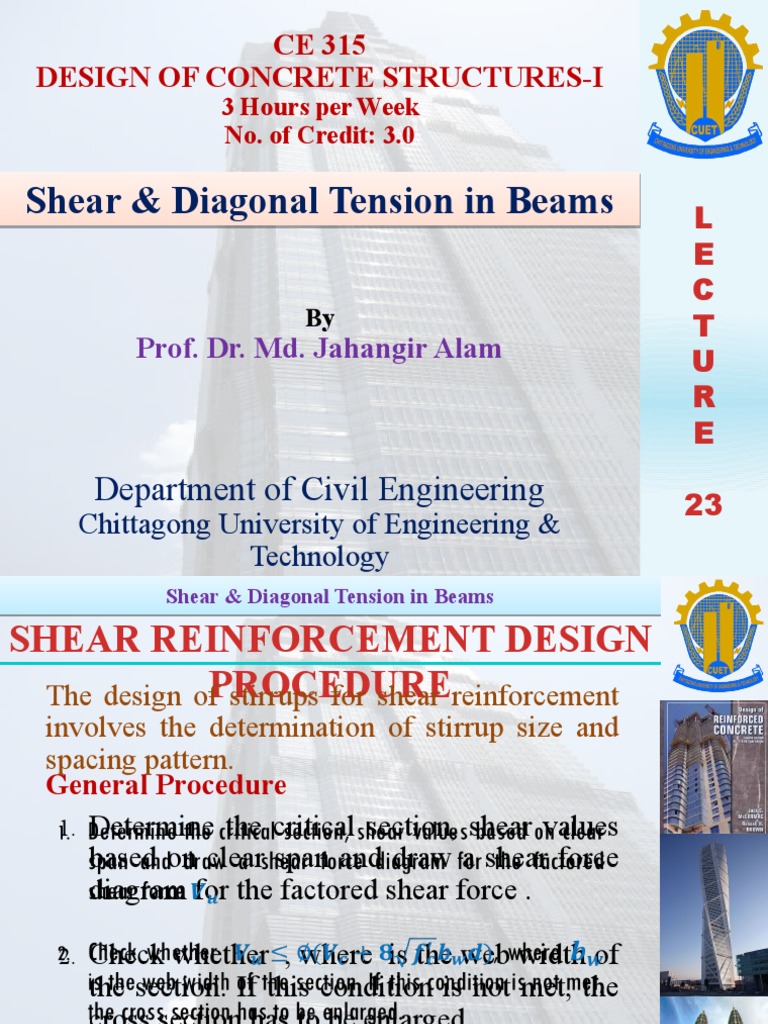 Shear & Diagonal Tension in Beams | PDF | Beam (Structure) | Shear Stress