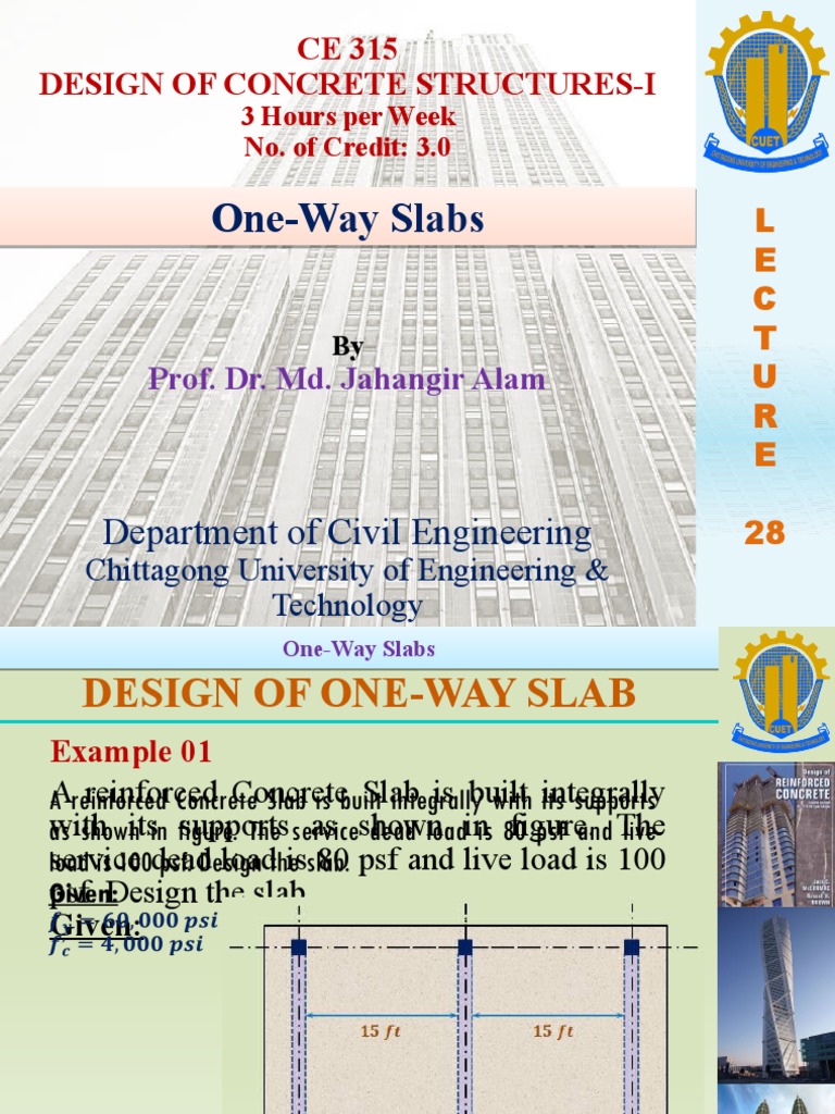 Design of Reinforcement for One-Way Slabs | PDF | Bending | Civil ...