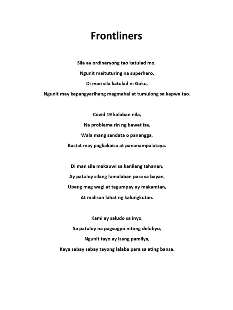 Poem For Frontliners | PDF