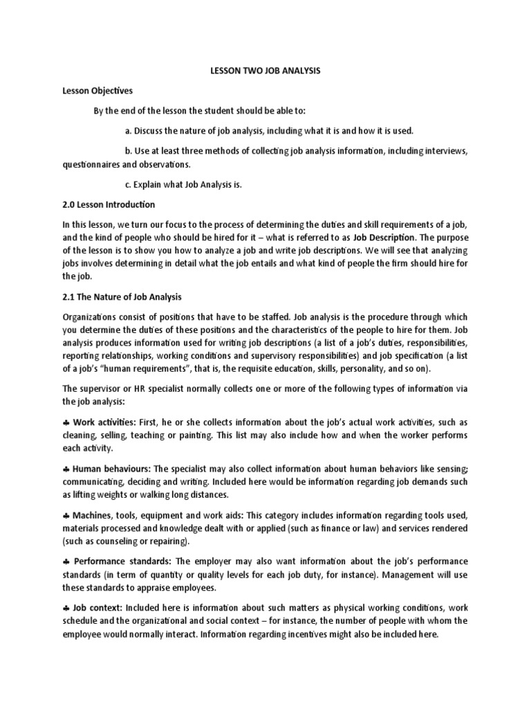 Lesson 2 - Job Analysis | PDF | Intelligence Analysis | Interview