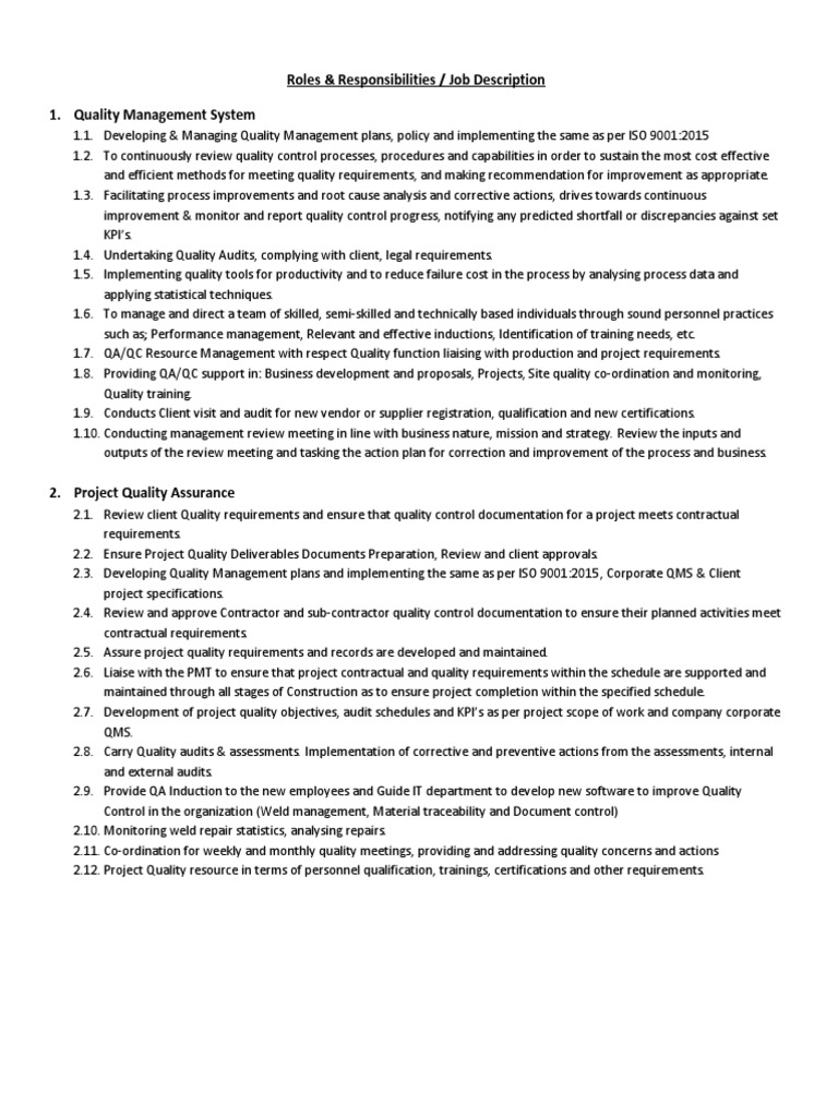 Quality Assurance and Project Quality Management: Roles and ...