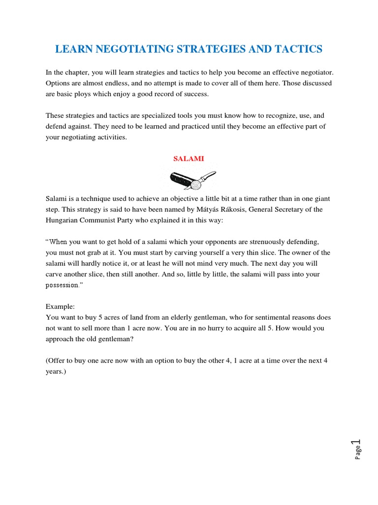 Negotiating Strategies and Tactics | PDF | Negotiation | Sales
