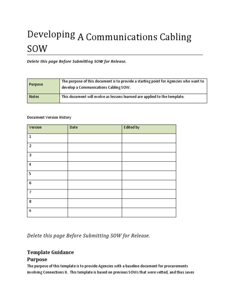 Developing A Communications Cabling SOW: Delete This Page Before ...