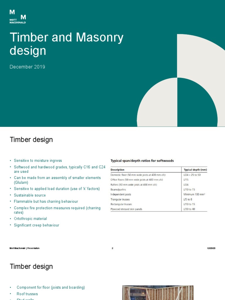Timber and Masonry Design Overview | PDF | Lumber | Masonry