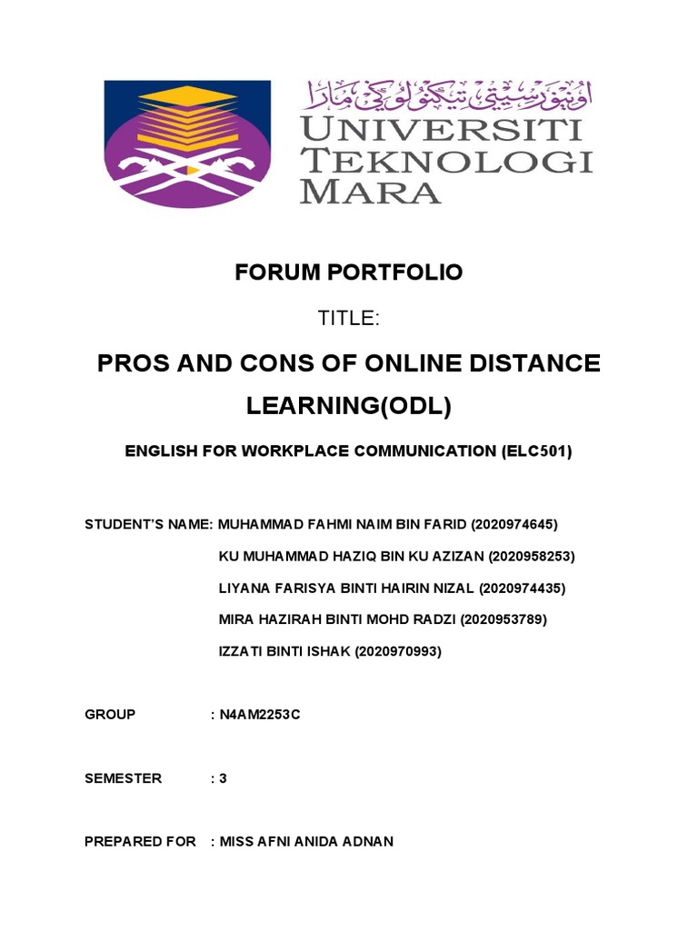 Elc501 - Forum Portfolio (Odl) | PDF | Online And Offline | Distance ...