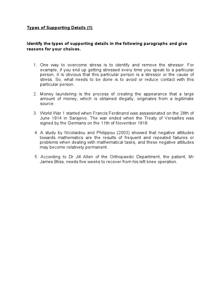 Types of Supporting Details | PDF