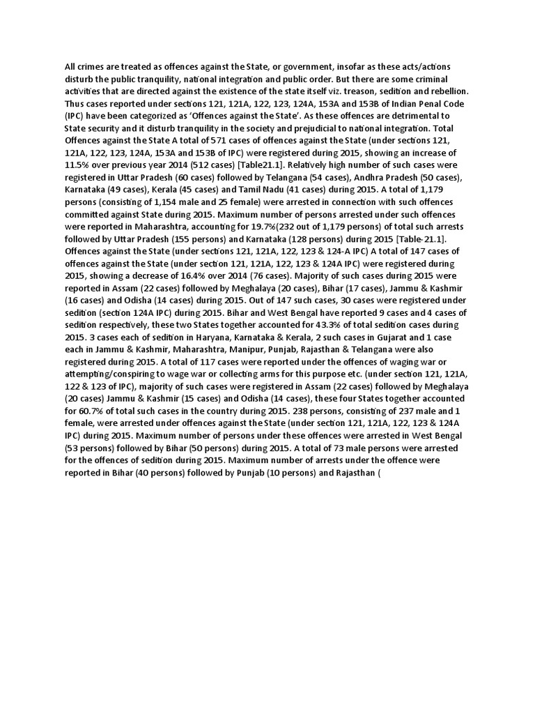 analysis-of-offences-against-the-state-in-india-arrest-and-case