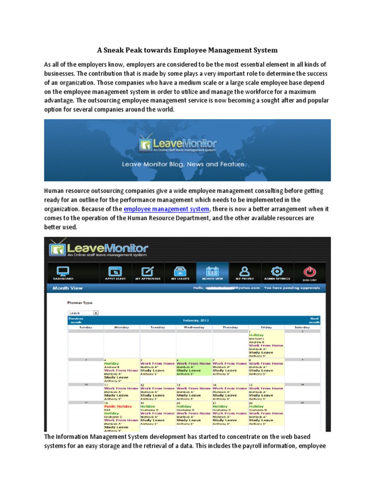 Employee Management System | PDF | Human Resources | Employment