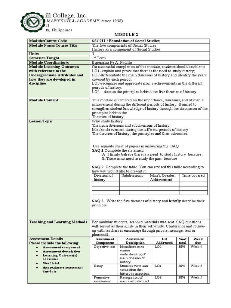 Foundations of Social Studies Module | PDF | Education Theory | Pedagogy