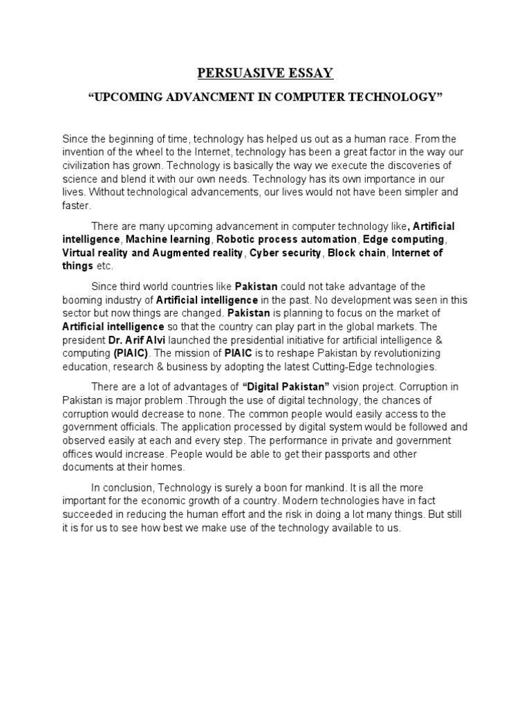 Persuasive Essay: "Upcoming Advancment in Computer Technology" | PDF ...